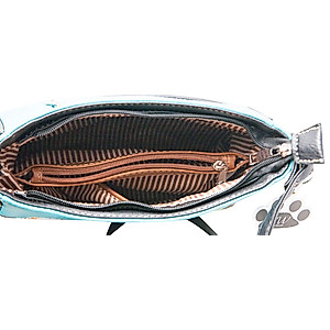 HW Collection Dog Paw Print Handbag Small Crossbody Bag Shoulder Purse Women Western Style (Turquoise)