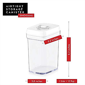 DWËLLZA KITCHEN Clear Airtight Food Storage Containers for Pantry With White Lids – 6 Pack - Air Tight Kitchen Containers Pantry Organization and Storage - BPA-Free Plastic - Keeps Food Fresh & Dry