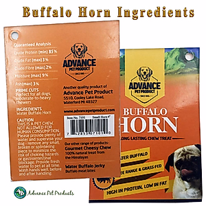 Buffalo Horn 4 Pack Small Long Lasting 100% Natural Water Dog Chews (4 Pack Small)