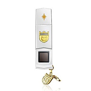 TOPMORE Phecda Fingerprint Recognition USB3.0 Flash Drive Fingerprint ID Security Flash Disk Biometric Fingerprint Reader Memory Stick (16GB, White & Gold)