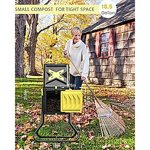 18.5 Gal Tumbling Compost Bin from BPA Free Material - Outdoor Single Rotating Chamber Composters，with Easy-Turn, Fast-Working System for Garden/Patio