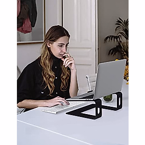 ALASHI Laptop Stand for Desk, Aluminum Computer Riser, Ergonomic Notebook Holder, Detachable Metal Laptops Elevator, PC Cooling Mount Support 10 to 15.6 Inches Notebook, Black