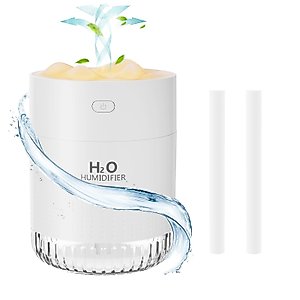 HOTLIFE Portable Mini Humidifier, Small Cool Mist Plant Humidifiers, Humidifiers for Baby Rechargeable Personal Desktop Humidifier for BedroomTravel Office Home with Night Light,Auto Shut-Off,3 Filter