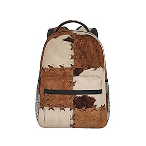 bzaxxqi Cowhide Backpack Girls Women Teens Bookbag School Bags Casual Backpack Travel Cow Print Backpacks