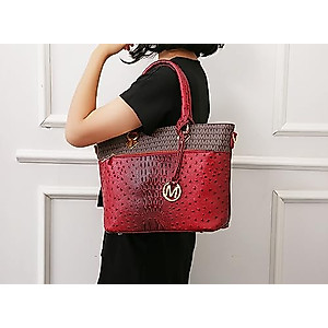 MKF Crossbody Shoulder Bag for Women – PU Leather Top Handle Pocketbook – Roomy Tote Satchel Handbag Purse M Charm Beige