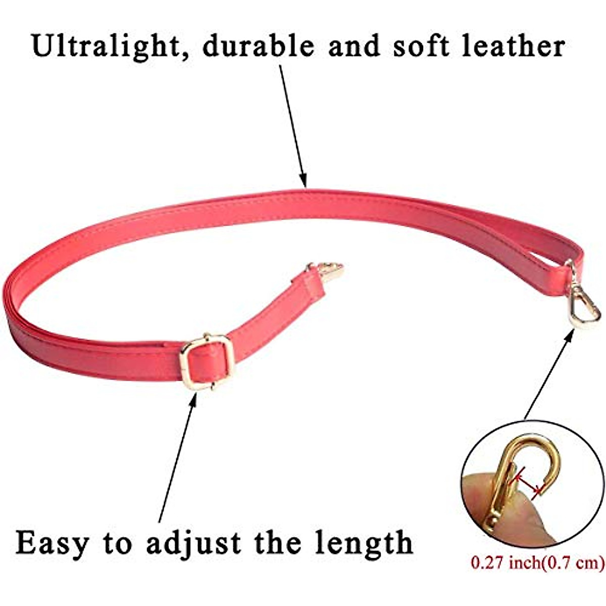 BEAULEGAN Purse Strap Replacement - Full Grain Microfiber Leather - 59 Inch Long Adjustable for Crossbody Shoulder Bag - 0.7 Inch Wide, Dark Brown/Gold