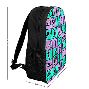 Gymnastics Lovers Backpack for Books Pencil Box Laptop - Adjustable Gymnast Print Backpack Travel Daypack Gift
