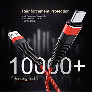 10ft Long USB-C Cable Fast Charger Cord for REVVL 6 5G, 6 Pro 5G, 4, V, V Plus Phones - Type-C Power Wire Red Braided Compatible with T-Mobile REVVL 6, Pro, 5G, 4, V, Plus