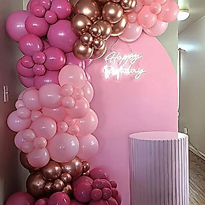 Pink Balloon Arch Garland Kit, 5+12+18 inch Hot Pink Metallic Rose Gold Light Pink Balloons For Woman and Girls Birthday Party Princess Theme Party Wedding Engagement Party Baby Shower