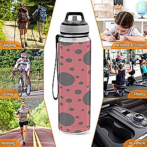 xigua Ladybug Water Bottle with Straw Lid,32 oz Leakproof Sport Water Bottle with Wide Handle for Gym,Cycling,School,Travel
