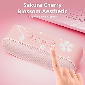 Mytrix Sakura Pink Cherry Blossom Bluetooth Speaker, Portable Wireless Speaker with Bluetooth 5.0, Dual Pairing, Outdoor Speakers with HD Sound and Bass for Home, Party, and Travel (Renewed)