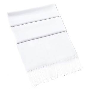 Cindy & Wendy Pashmina Shawls and Wraps Large Scarfs for Women Wedding Party Bridal Long Fashion Solid Shawl Wrap with Fringes (pure white)