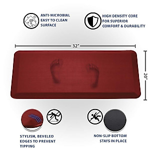 ComfiLife Anti Fatigue Floor Mat – 3/4 Inch Thick Kitchen Mats for Floor, Standing Desk Mat, Kitchen Rug – Comfort at Home, Office – Durable – Stain Resistant – Non-Slip Bottom (20" x 32", Red)