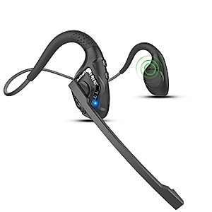 iDIGMALL Trucker Bluetooth 5.0 Headset for Cell Phones, Wireless Headphones w/Mic, Noise Cancelling Office Headset w/Charging Base for PC Laptop Call Center Skype (Black)…