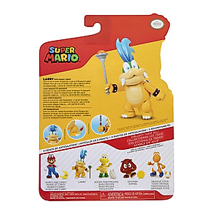 Super Mario Action Figure 4 Inch Larry Koopa Collectible Toy with Wand Accessory