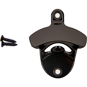 Wall Mounted Black Nickel Gun Metal Finish Beer and Soda Bottle Opener, Free Mounting Hardware Included, Quick Installation, Easy to Surface Mount