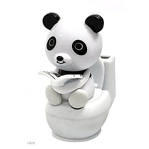 Panda Reading on The Toilet Solar Toy Home Car Decoration Gift