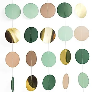 NICROLANDEE Wedding Party Decorations - 3 Pack Green Dots Paper Garland String Hanging Backdrop for St Patricks Day Rustic Wedding, Neutral Baby Shower, Vintage Party, Birthday, Engagement, Bridal Showers