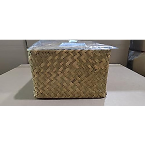 Esoes Wicker Storage Basket Woven Rattan Storage Box With Lids Seagrass Laundry Baskets Makeup Organizer For Bathroom, Living Room, Kitchen (L)