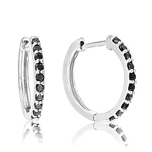 Vir Jewels 1/2 cttw Black Diamond Hoop Earrings .925 Sterling Silver Round Prong 3/4 Inch