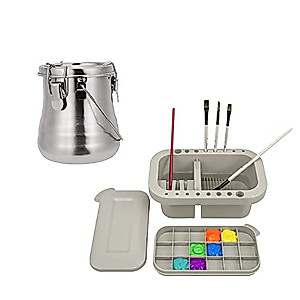 MyLifeUNIT Paint Brush Cleaner, Set of 2 Pcs Plastic and Stainless Steel Paint Brush Holder