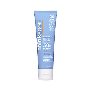 Thinksport Mineral Sunscreen, SPF 50 Clear Zinc Oxide Sunscreen, 3 Fl Oz, Natural, Water Resistant Reef Safe Sunscreen, Broad Spectrum UVA/UVB Sun Screen for Sun Protection, Travel Size