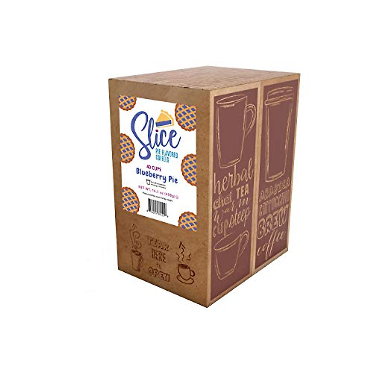 Slice Coffee Blueberry Flavored Coffee Pie for Keurig K Cup Brewers, Blueberry Pie, 40 Count