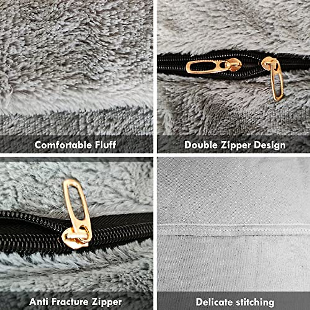 YudouTech Bean Bag Chair Cover(Cover Only,No Filler),Big Round Soft Fluffy PV Velvet Washable Bean Bag Lazy Sofa Bed Cover for Adults,Living Room Bedroom Furniture Outside Cover,5ft Snow Grey.