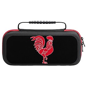 Red Cock Rooster Carry Case Storage Bag Switch Travel Shell Pouch for Accessories and Games