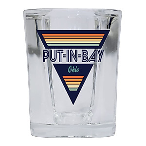 R and R Imports Put-In-Bay Ohio 2 Ounce Square Base Liquor Shot Glass Retro Design