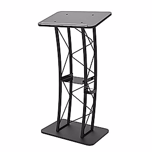 FixtureDisplays® Curved Podium, Truss Metal/Wood Pulpit Lectern with A Cup Holder 11568-H