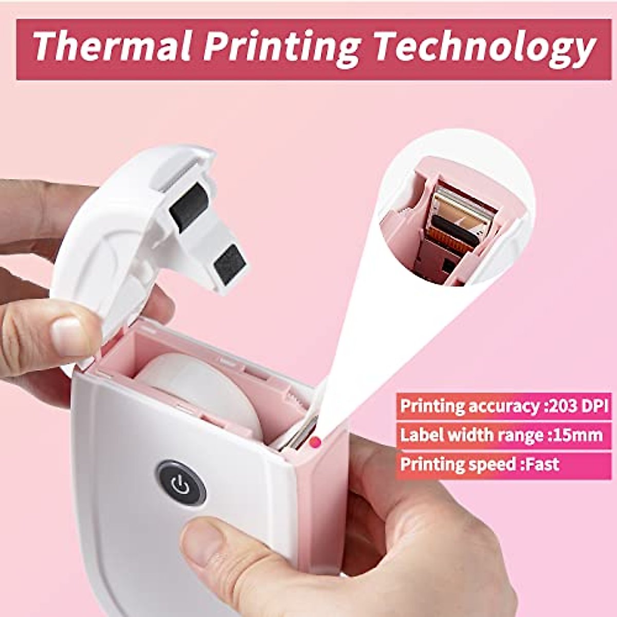 iEager L11 Portable Label Maker Machine, Wireless Mini Label Printer, White-Pink Thermal High Speed Printing Machine with Tape, Compatible with iOS & Android