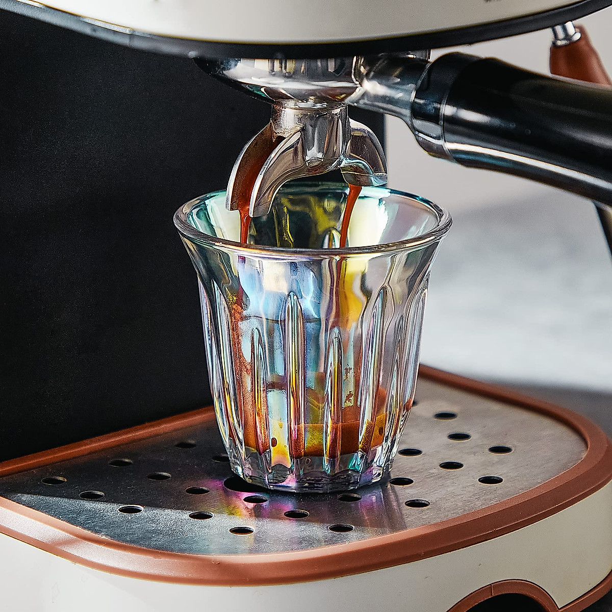 Bincoo Iridescent Glass Coffee Mug Set 2x200ML,Coffee,Latte,Cappuccino,Espresso Glass Cup Heat Resistant, Dishwasher Safe （Set of 2）