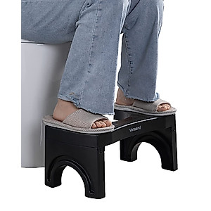 Vansand Toilet Foot Stool,Folding Toilet Stool,Squatting Toilet Potty Stool,Toilet Auxiliary Step,7.5Inch Height (Black)