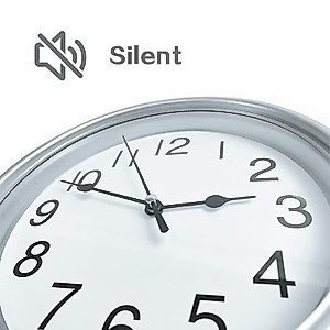 8.6 Inch Wall Clock, Decorative Classic Digital Clock for Home, Office, Classroom, School, Balcony, Garden - Silver