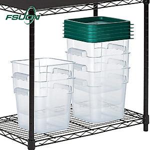 FSUON 4 Pack Clear Food Storage Containers with Lids and Handles Polycarbonate Square Commercial Food Containers, NSF (4Qt)