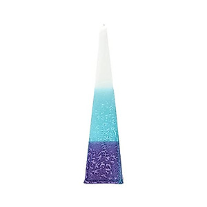Shalhevet Light Pyramid Self Standing Long Lasting Havdalah Candle (Water - Blue Purple White)
