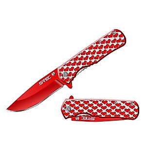 8" Valentine's Hearts Spring Assisted Folding Pocket Knife … (Red)