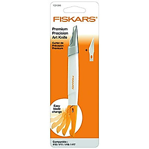 Fiskars Premium Precision Art Knife - N°11 Blade, Precision Handicraft Knife/Blade, Total Length: 15.5 cm, Incl. 1 Blade No. 11, Quality Steel/Plastic, White/Orange, 1024386