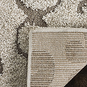 SAFAVIEH Florida Shag Collection 2'3" x 4' Cream/Beige SG470 Scroll Non-Shedding Living Room Bedroom Dining Room Entryway Plush 1.2-inch Thick Accent Rug