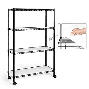 CAPHAUS NSF Heavy Duty Wire Shelving w/Wheels, Leveling Feet & Liners, Storage Metal Shelf, Garage Shelving Storage, Utility Wire Rack Storage Shelves, W/White Clear Liner, 36 x 14 x 56 4-Tier