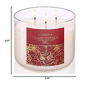 Goodpick Bayberry Scented Candle, Christmas Holiday Candles Gifts, Jar Candle for Living Room, Soy Candles for Friend, 3 Wicks Scentsational Candles, 14.5 Oz Includes Lid