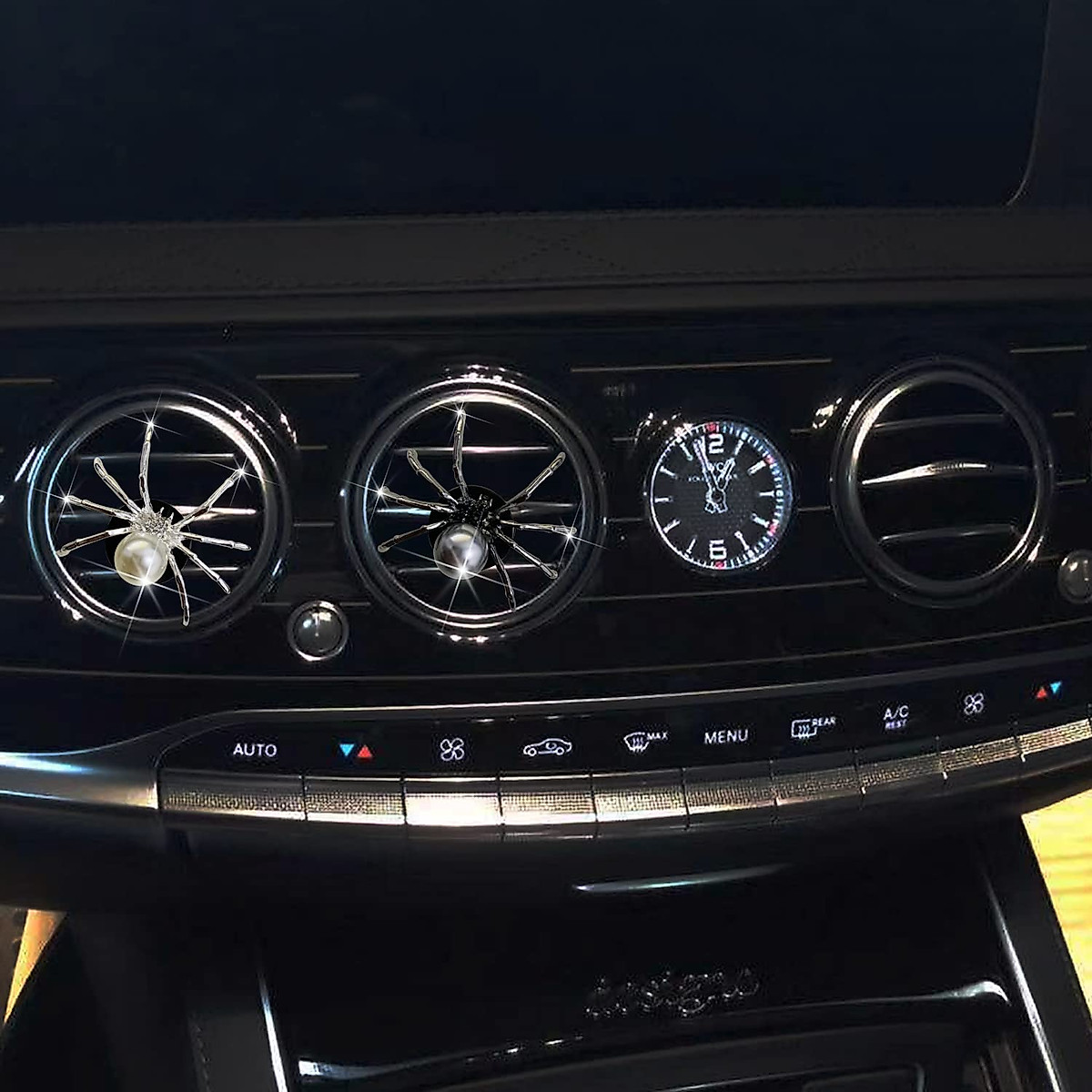 Bling Spider Car Air Fresheners Vent Clips, Cute Lovely Spider Car Air Vent Clips Funny Diamond Diffuser Vent Clip Decoration Interior Decor Bling Accessories for Women Men（Black）