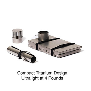 Winnerwell Fastfold Titanium Tent Stove | Ultralight 4 Pound Titanium Wood Burning Stove for Tents and Shelters | Includes Chimney Pipe | Functions as Ultralight Firepan