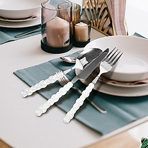 OSALADI 1 Set Dinnerware Serving Utensils Silverware Flatware Eating Utensils Western Food Tableware Steak Cutlery Home Tableware Home Cutlery Knives Stainless Steel White Ceramics