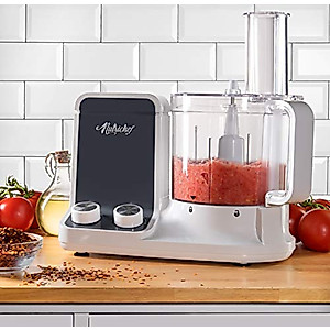 NutriChef Ultra Quiet 600 Watt Powered Electric Processor & Vegetable Chopper Multipurpose 12 Cup Processor, Speed Function for Easy Food Prep-6 Attachment Blades NCFP8, Day White