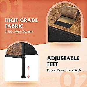 WLIVE 2-Drawer Nightstand and 5-Drawer Dresser Set, Fabric Storage Tower for Bedroom, Hallway, Nursery, Tall Chest Organizer Unit with Textured Print Fabric Bins, Rustic Brown Wood Grain Print