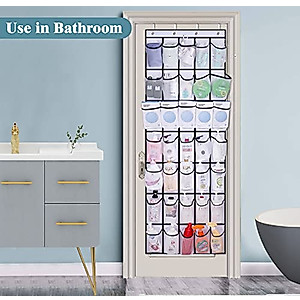 MISSLO 35 Large Pockets Over The Door Shoe Organizer Sturdy Oxford Fabric Hanging Shoe Rack for Door Mesh Closet Shoe Holder Hanger, White