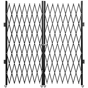 VEVOR Double Folding Security Gate, 63.39" H x 122" W Folding Door Gate, Steel Accordion Security Gate, Flexible Expanding Security Gate, 360° Rolling Barricade Gate, Scissor Gate or Door with Keys