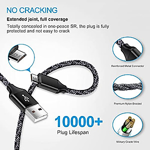 Quick Charge 3.0 Fast Charging Block Wall Charger with 3ft Micro USB Cable Android Fast Charger for Samsung Galaxy S7 S6 Edge A10 A9 A6 J7 J3,LG Stylo 3 2 K30,Moto E7 E6S E6 E5 E4 G5S G4,Kindle fire